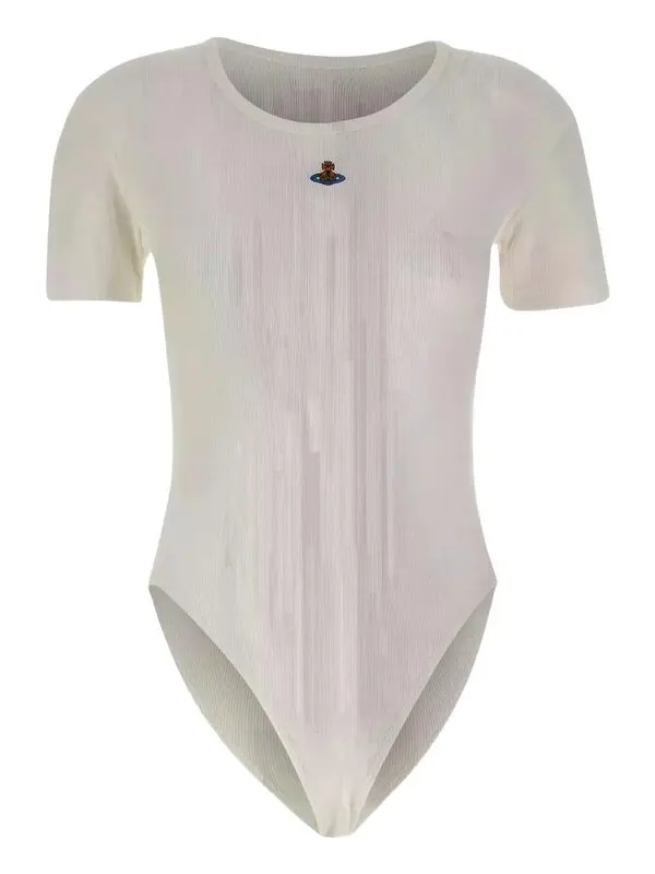 VIVIENNE WESTWOOD Orb-embellished Ribbed Bodysuit - White