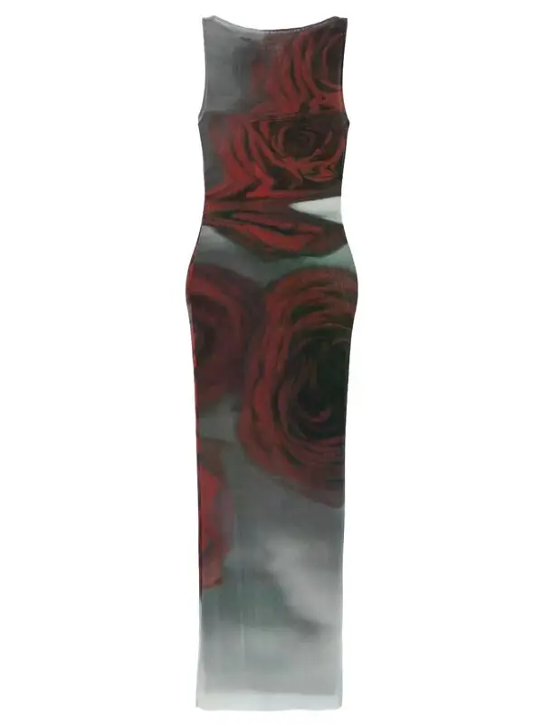 Jean Paul Gaultier Rose-print Midi Dress - Grey