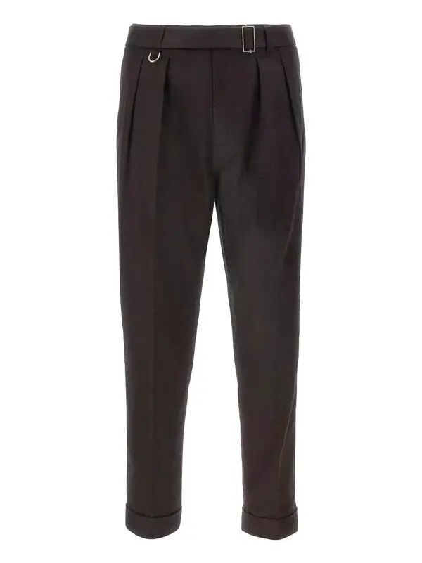 PAOLO PECORA Pleated Belted Trousers - Brown