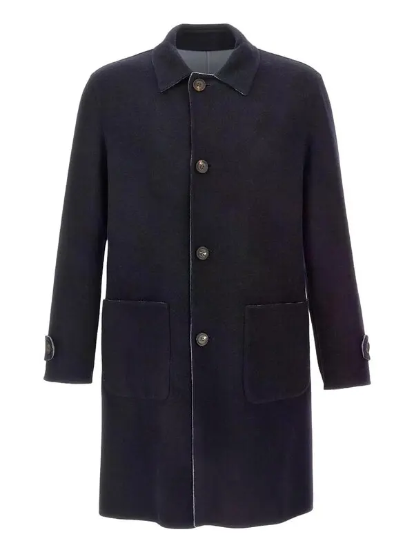 Eleventy Classic-collar Wool Coat - Blue