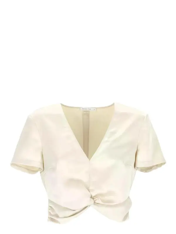 Patrizia Pepe Twist-front Satin Top - Neutrals
