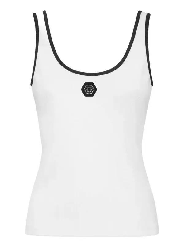 Philipp Plein Ribbed Tank Top - White