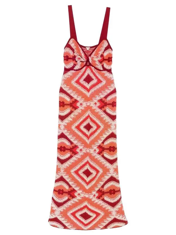 Johanna Ortiz Vintage Affair Geometric-pattern Midi Dress - Red