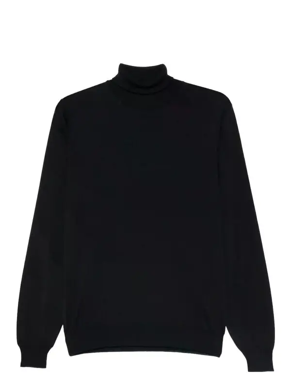 LARDINI Turtleneck Virgin Wool Sweater - Blue