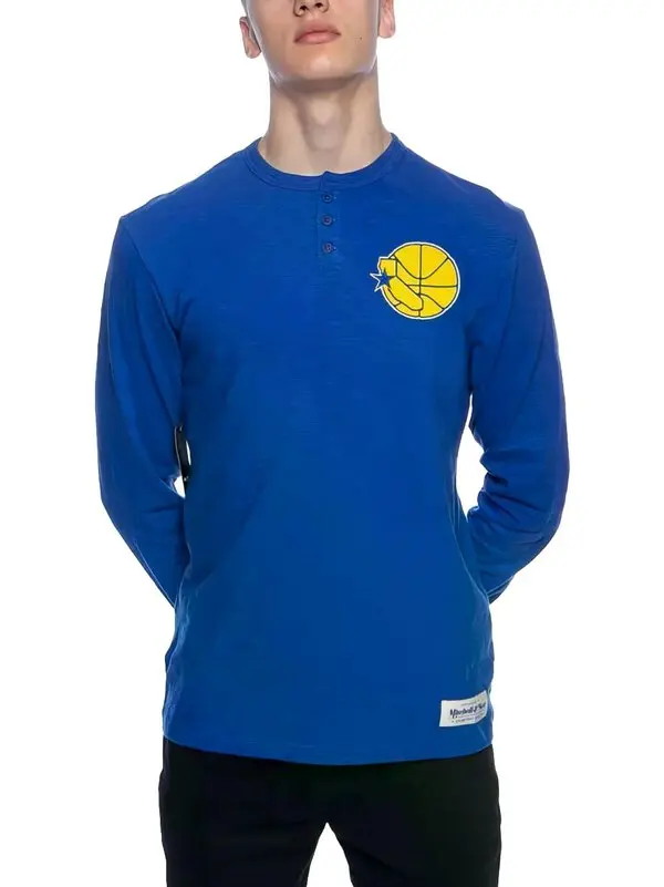 Mitchell & Ness Henley Basketball-logo T-shirt - Blue