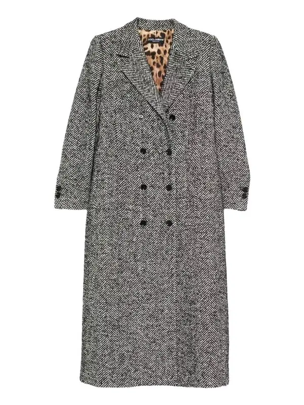 Dolce & Gabbana Herringbone Double-breasted Coat - Grey