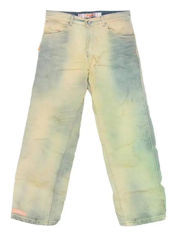 PDF Panelled Faded Wash Jeans - Blue