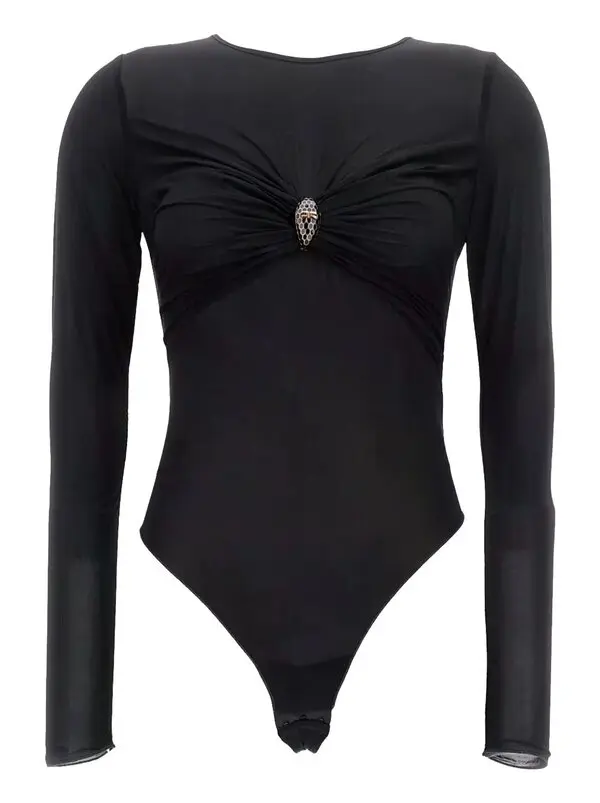Elisabetta Franchi Embellished Long-sleeve Bodysuit - Black