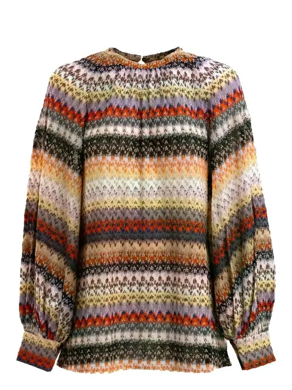 Missoni Striped Balloon-sleeve Top - Neutrals