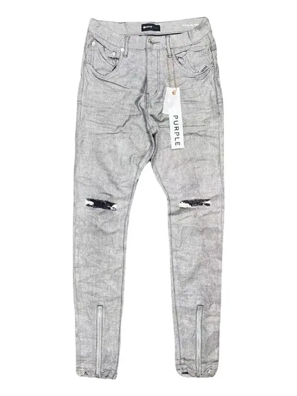 PURPLE BRAND Reverse Distressed Straight Leg Jeans - Grey