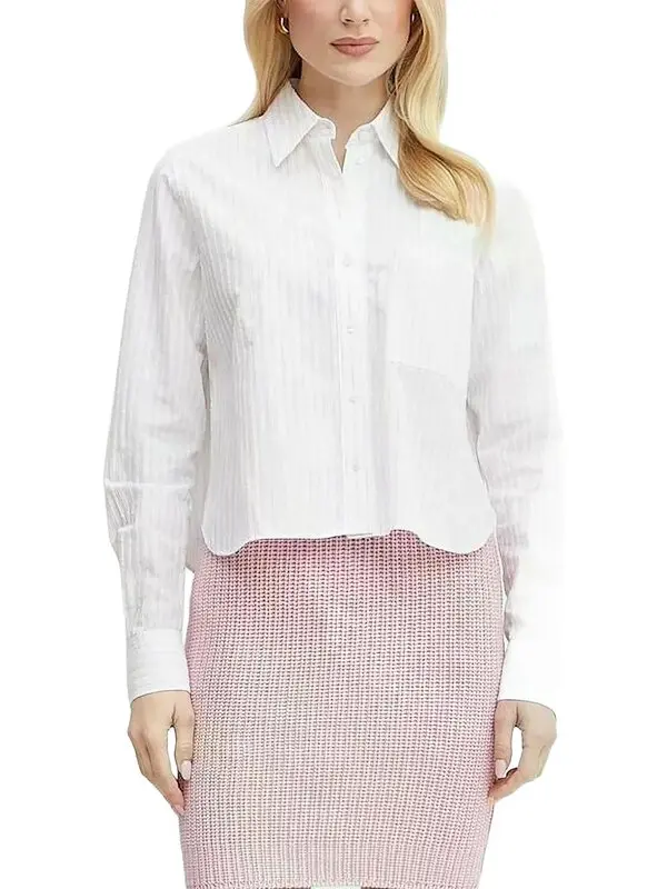 BOSS Pinstripe Cropped Shirt - White