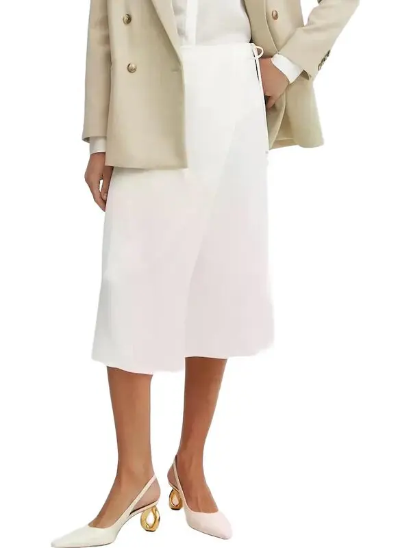 BOSS Wrap-tie A-line Midi Skirt - White