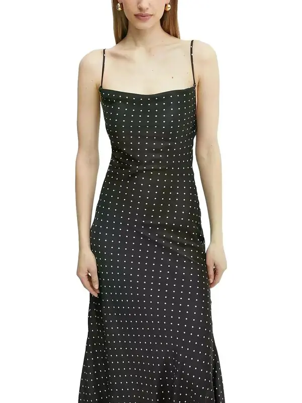 Bardot Cowl-neck Polka-dot Maxi Dress - Black