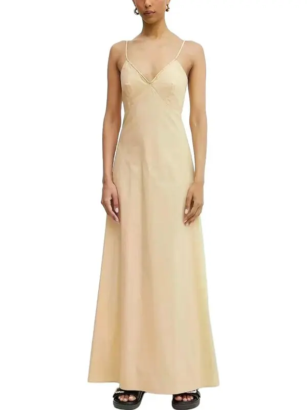 Patrizia Pepe Spaghetti-strap V-neck Maxi Dress - Neutrals