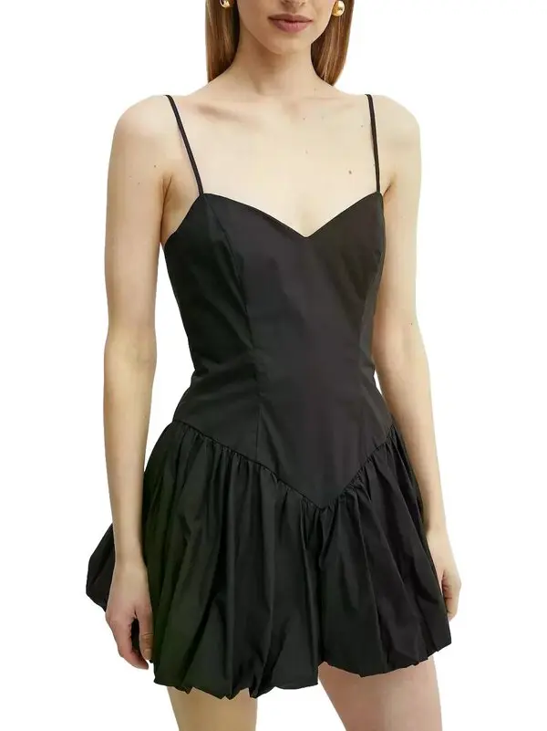 Bardot Sweetheart-neckline Bubble Mini Dress - Black