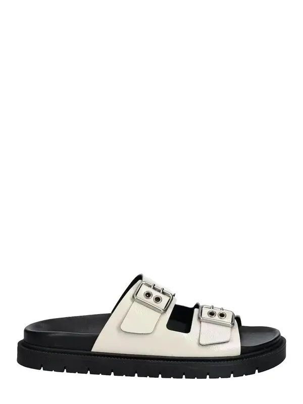SUMMERY COPENHAGEN Double Buckle Slides - White