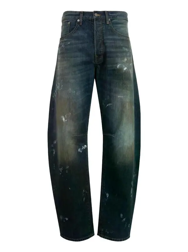 Cout De La Liberte Barrel-leg Paint-splatter Jeans - Blue
