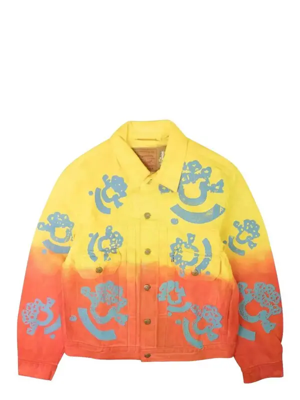 DENIM TEARS Gradient-print Denim Jacket - Yellow