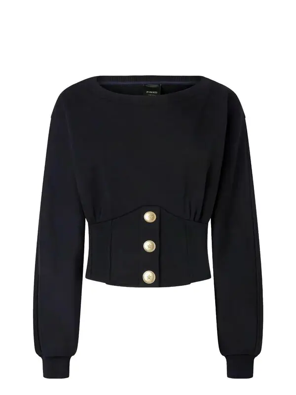 Pinko Button-detailed Fitted Sweatshirt - Blue