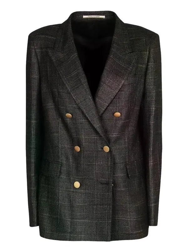 Tagliatore Check Double-breasted Blazer - Black