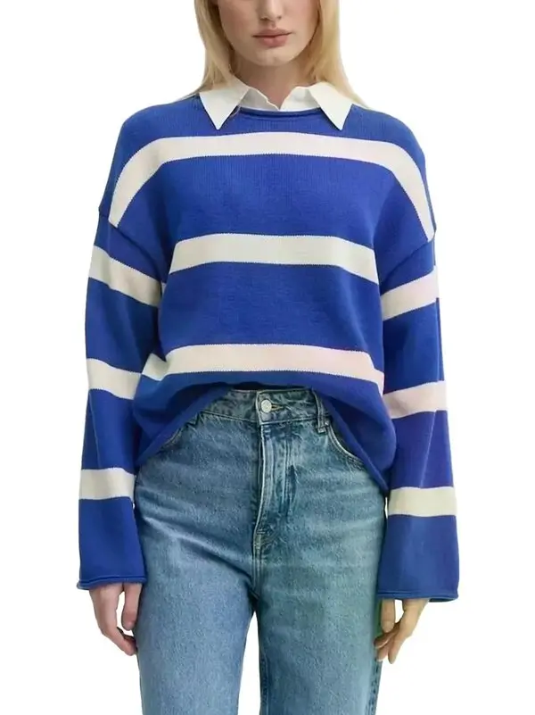 Marc O'polo Striped Round-neck Sweater - Blue