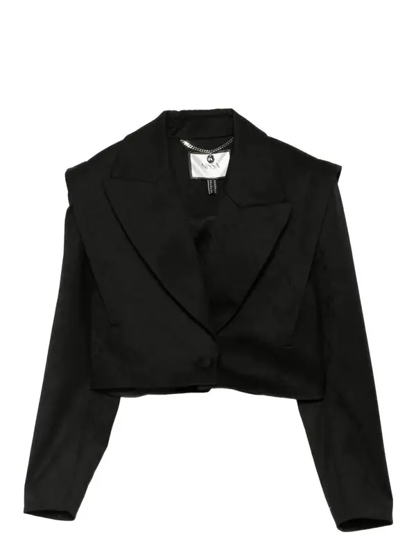 NISSA Padded-shoulder Cropped Jacket - Black
