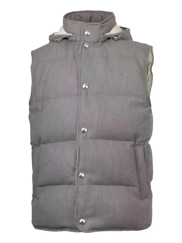 Eleventy Quilted Hooded Gilet - Grey