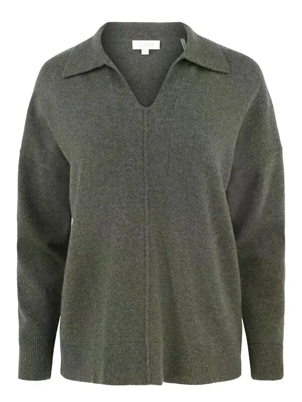 Kinross Cashmere V-neck Polo-collar Sweater - Green