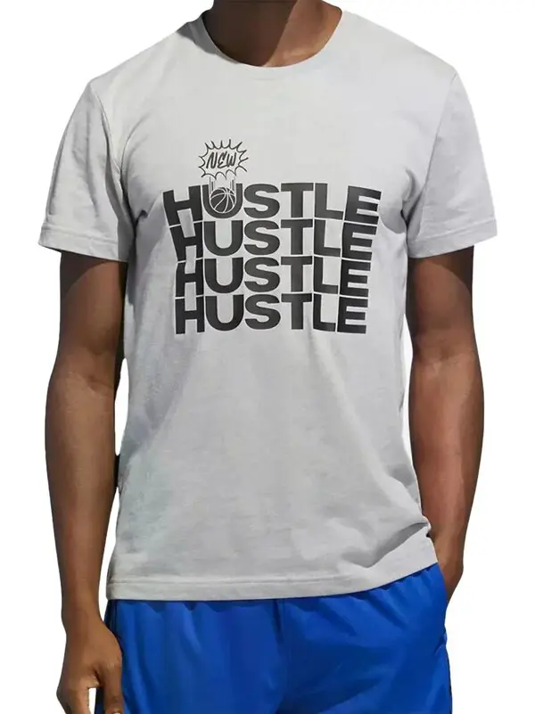 Adidas New Hustle-print T-shirt - Grey