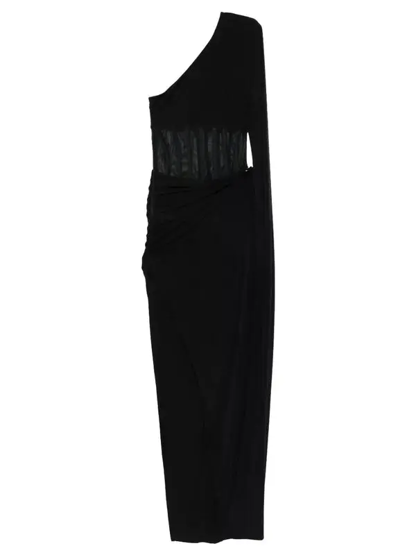 NISSA One-shoulder Maxi Dress With Sheer Insert - Black
