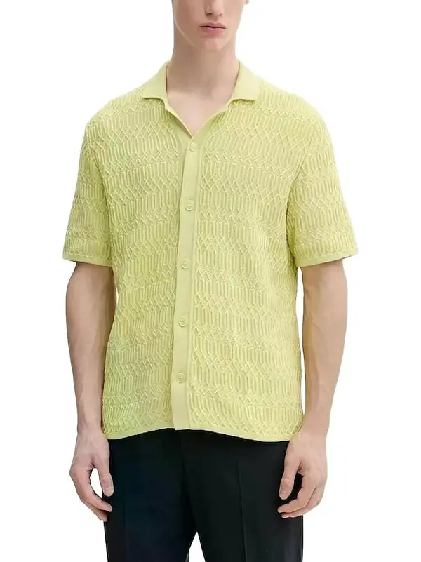 SAMSOE SAMSOE Textured Buttoned Polo Shirt - Green