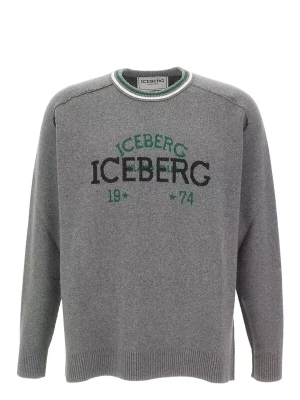 Iceberg Logo-embroidered Raglan-sleeve Sweater - Grey