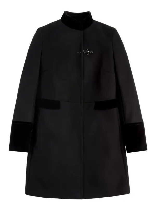 FAY Tailored Velvet-trimmed Coat - Black