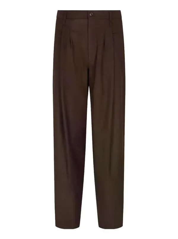 Giorgio Armani Pleated-front Wool Trousers - Brown