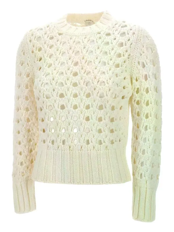 Eleventy Hole-pattern Wool Sweater - White