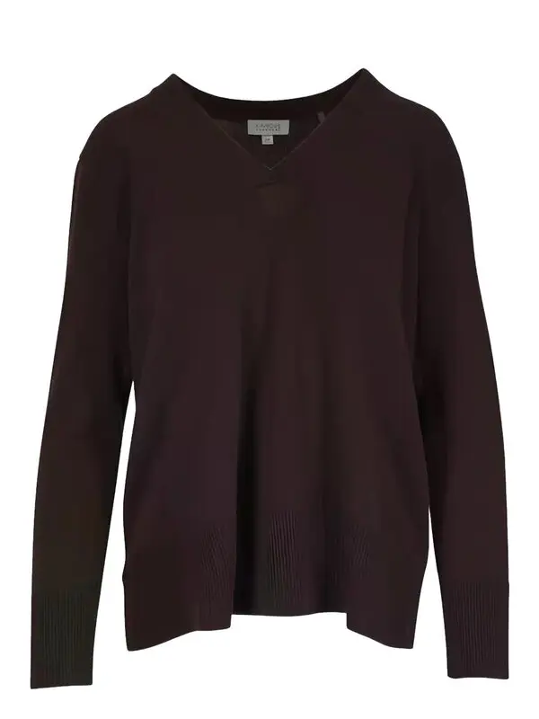Kinross Cashmere Piped V-neck Sweater - Brown