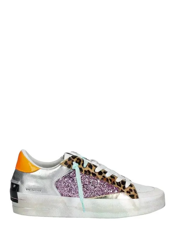 CRIME LONDON Leopard Panel Sneakers - White