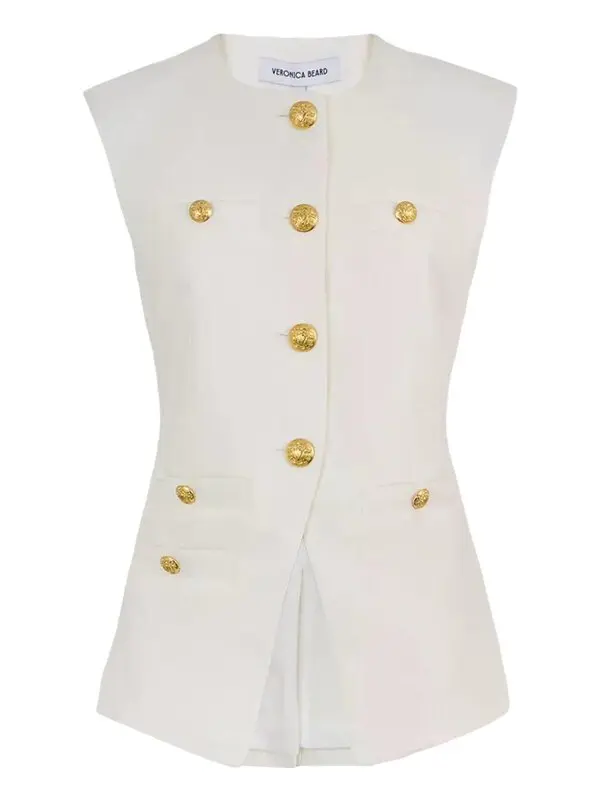 Veronica Beard Tamara Sleeveless Waistcoat - White