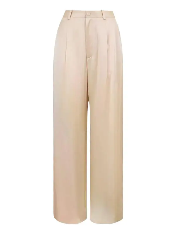 Lapointe Pleated Straight Trousers - Neutrals