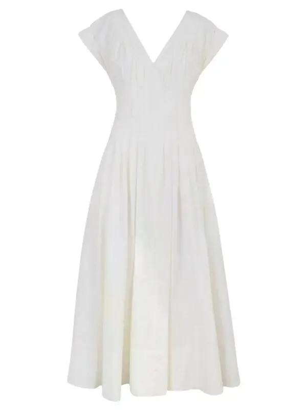 Simkhai Nina V-neck Pleated Midi Dress - White