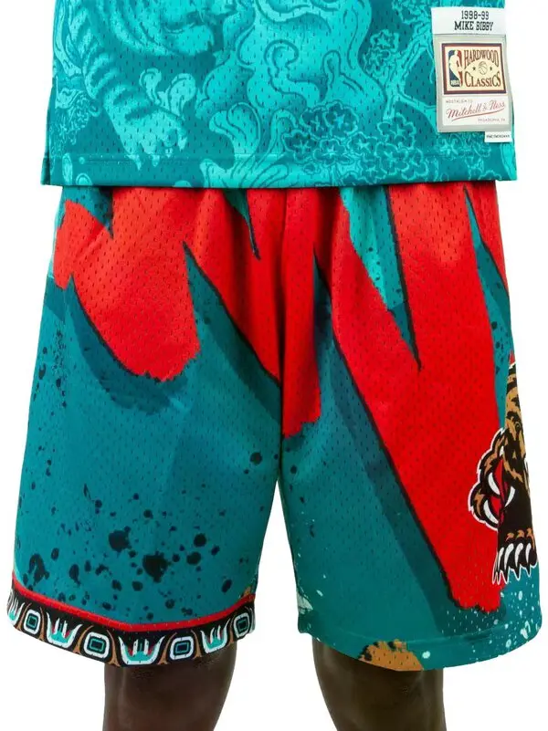 Mitchell & Ness Grizzly-print Mesh Shorts - Blue