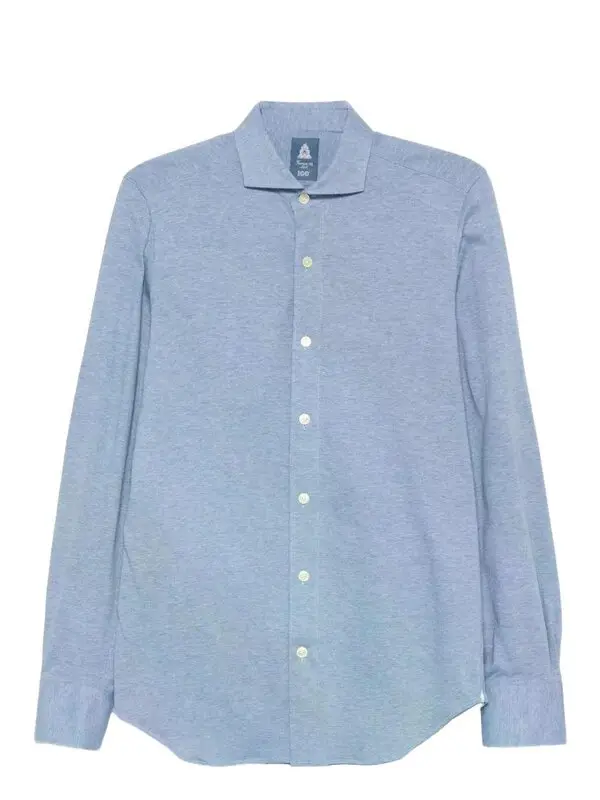FINAMORE 1925 Long-sleeved Button-up Shirt - Blue