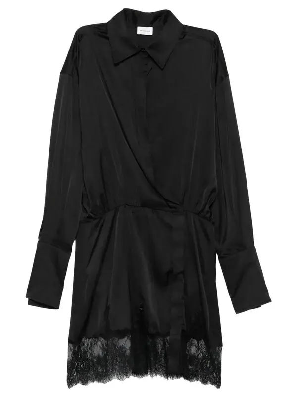 Andamane Lace-trimmed Satin Dress - Black
