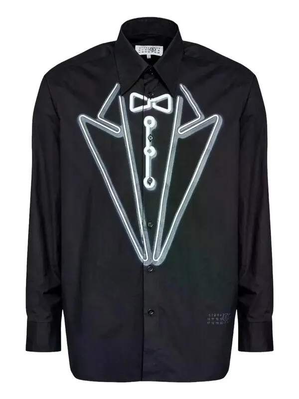 MAISON MARGIELA Tuxedo-print Long-sleeves Shirt - Black