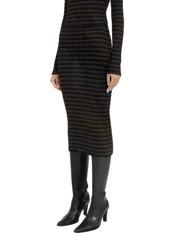 MAISON MARGIELA Ribbed Striped Midi Skirt - Brown