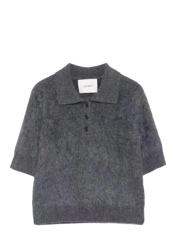 LISA YANG Short-sleeve Polo Top - Grey