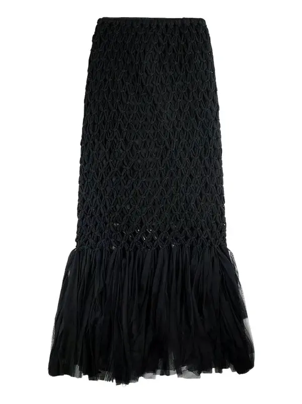 SONG FOR THE MUTE Macramé Maxi Skirt - Black