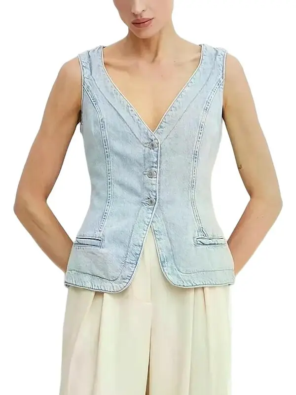 Guess Denim Button-fastening Vest - Blue