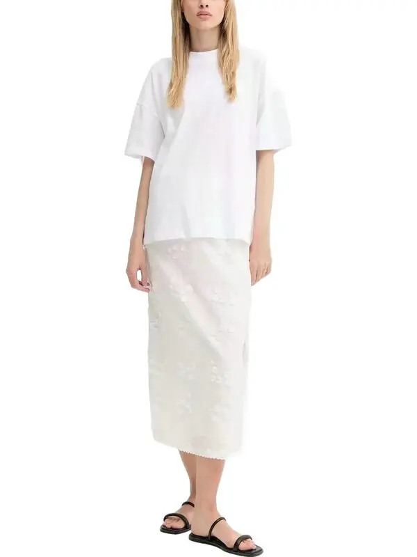 Munthe Ursa Floral-embroidered Midi Skirt - White