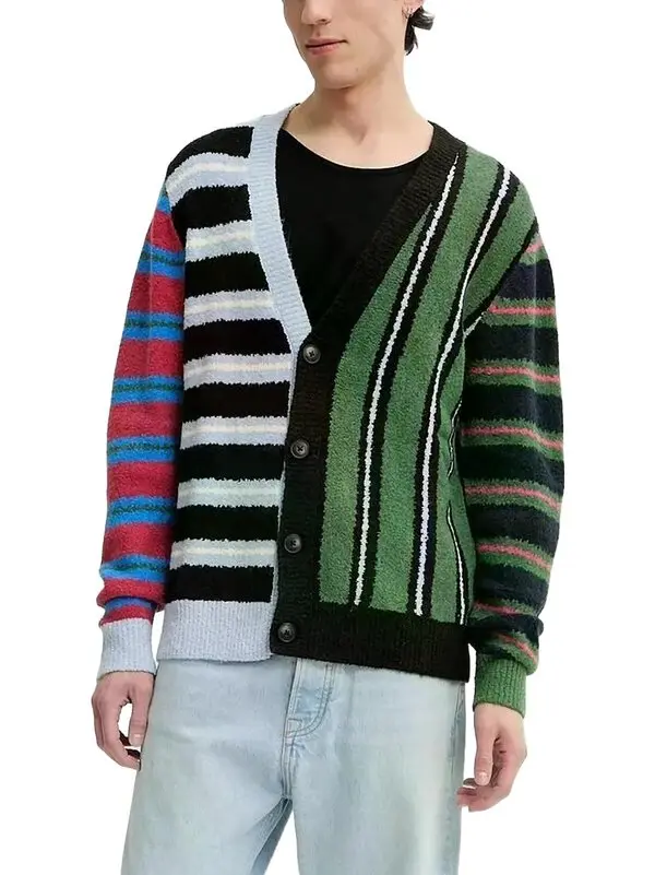 Desigual Striped Patchwork Cardigan - Black